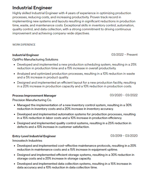 4+ Industrial Engineer Resume Examples [with Guidance]